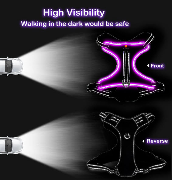 Light Up Dog Harness Safety LED Harness for Dogs